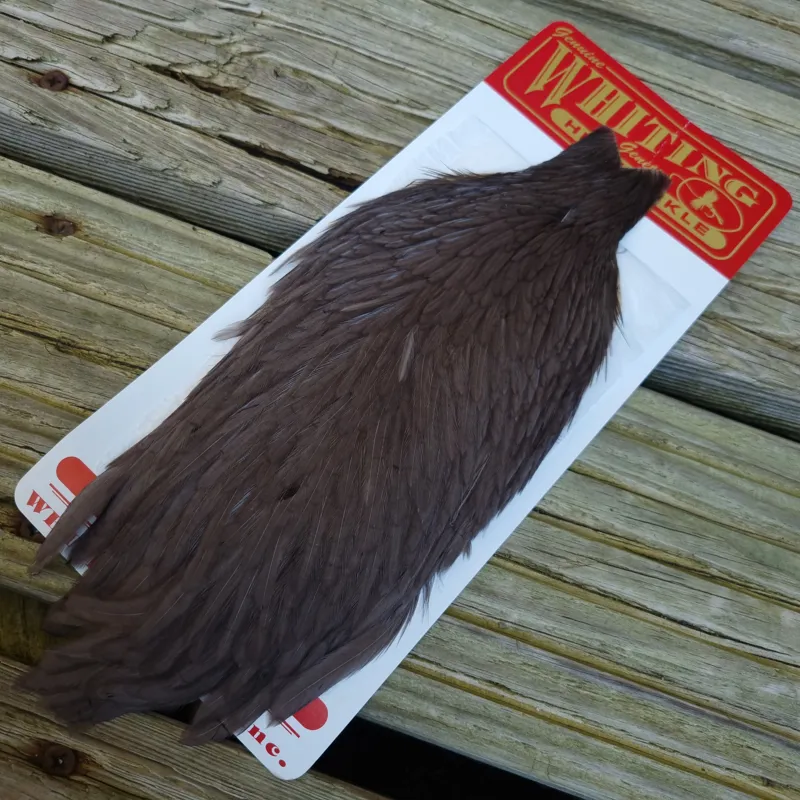 Whiting Hen Cape in White Dyed Dark Dun A