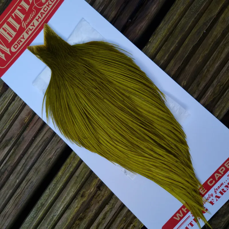 Whiting Commercial Grade Dry Fly Cape in White dyed OLIVE A