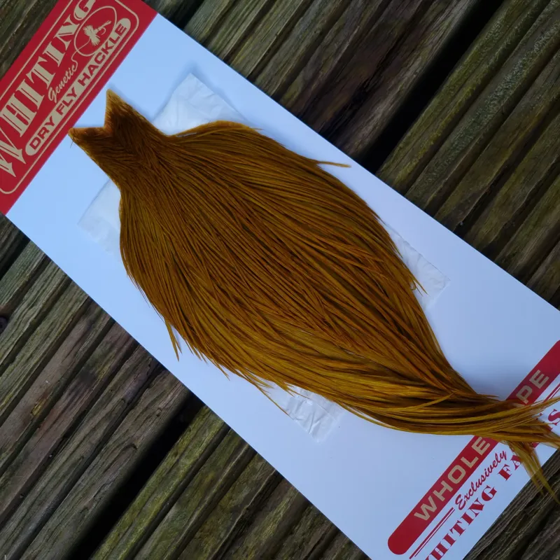 Whiting Commercial Grade Dry Fly Cape in White dyed GOLDEN OLIVE A