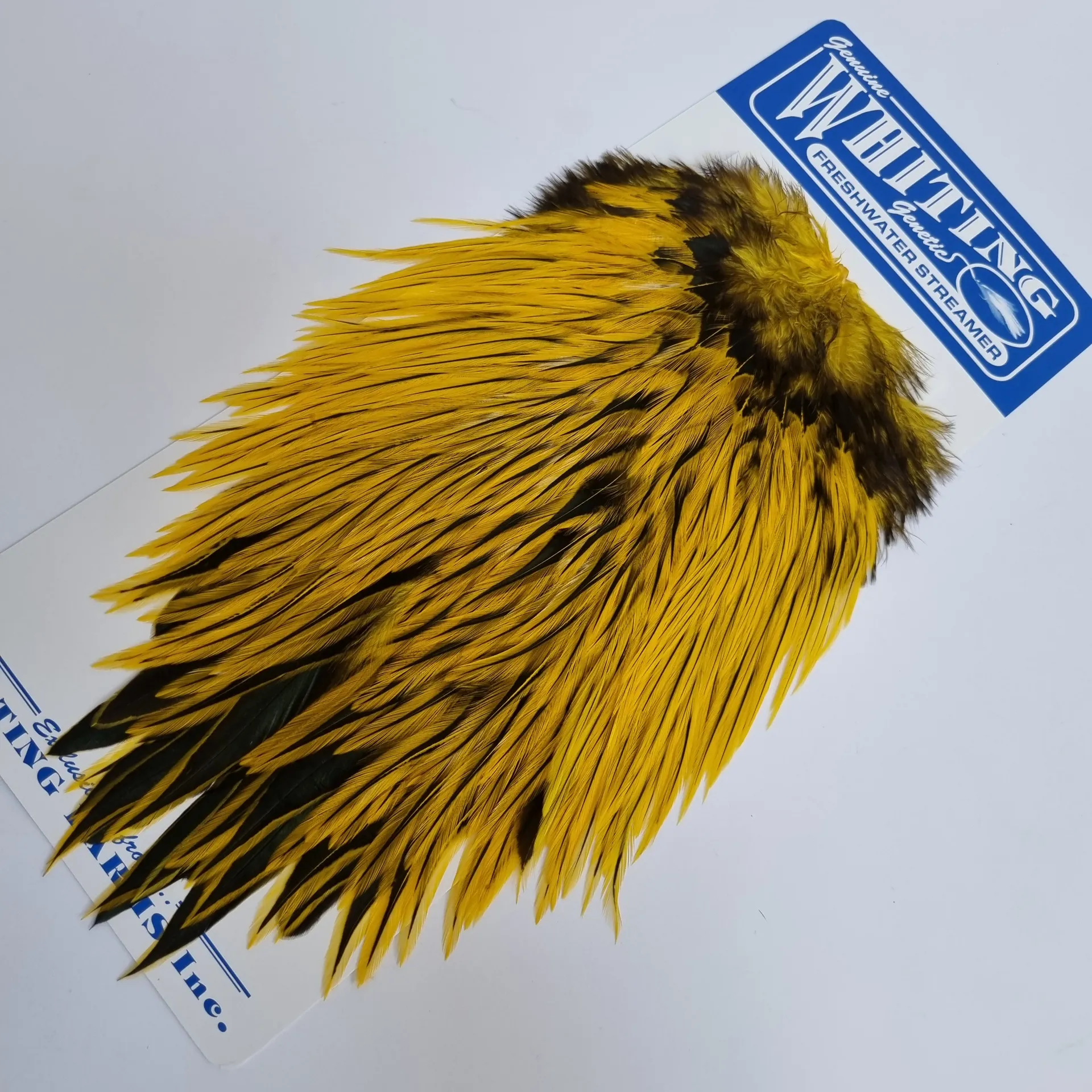 Whiting Freshwater Streamer Rooster Saddle in Silver Badger Dyed Yellow