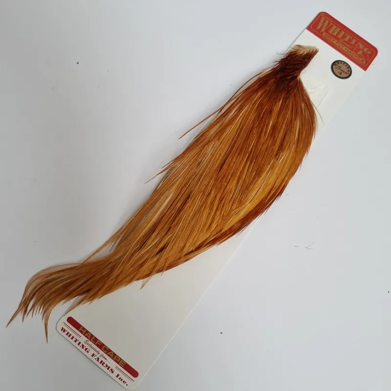 Whiting 1/2 Bronze Grade Dry Fly Rooster Cape in Natural Medium Ginger
